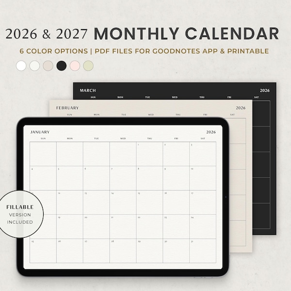 26 27 Monthly Planner - Etsy