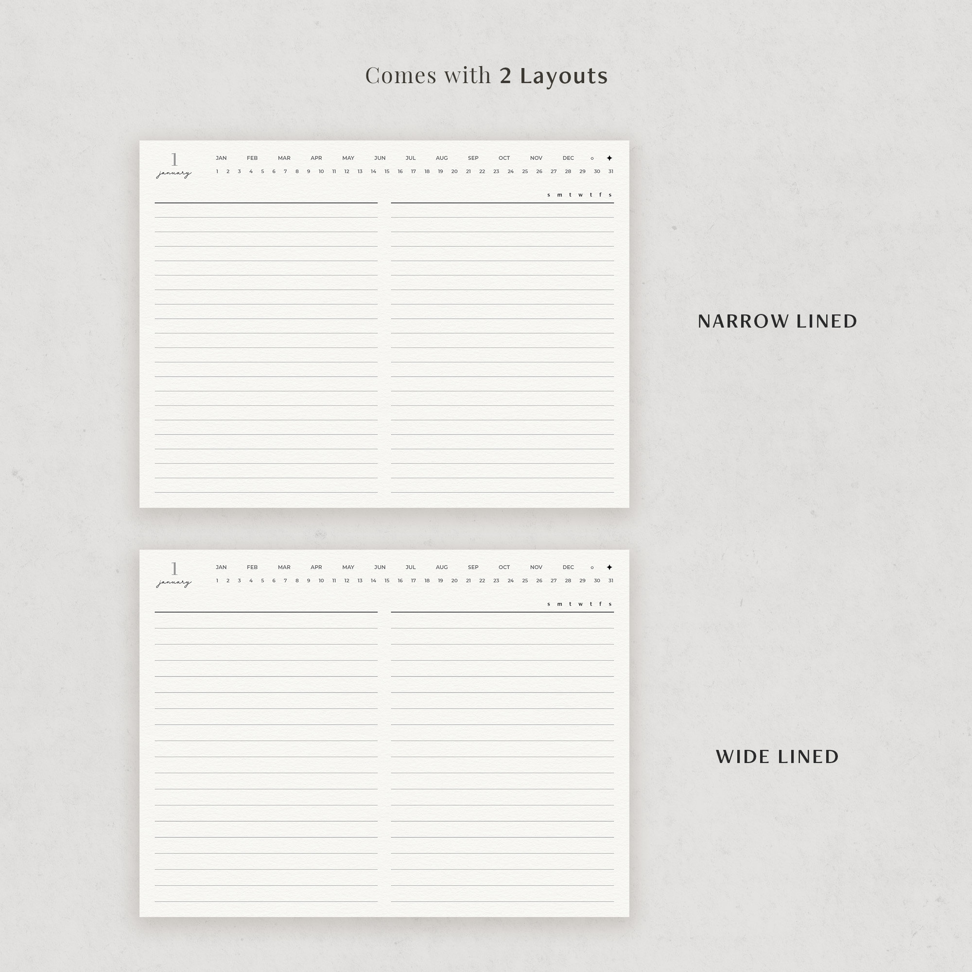 Digital Daily Lined Journal, Goodnotes Minimalist Journal, Landscape ...