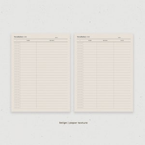 Vocabulary Note, Word Notes, Language Learning Study Note Digital ...