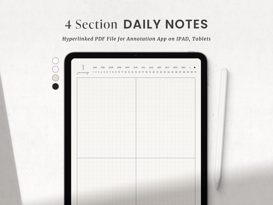 Digital Notes, Daily Graph Notepad, Goodnotes Math Notebook, 4-section ...