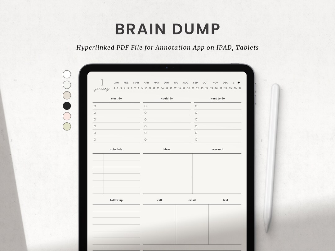 Digital Brain Dump Template, Daily to Do List Planner, ADHD Planner ...