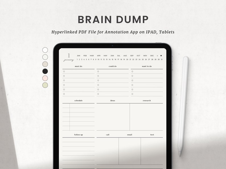 Digital Brain Dump Template, Daily to Do List Planner, ADHD Planner ...