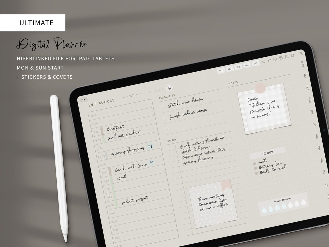 Undated Minimalist Digital Planner, Goodnotes Planner, iPad Neutral ...