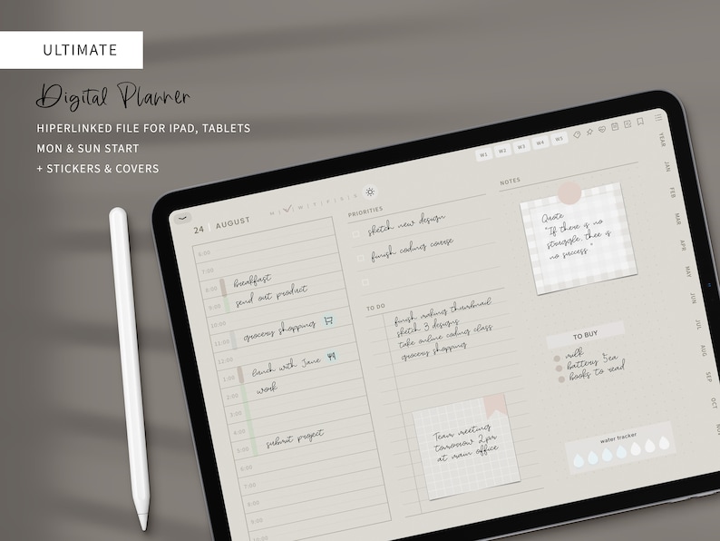 Undated Minimalist Digital Planner, Goodnotes Planner, iPad Neutral ...