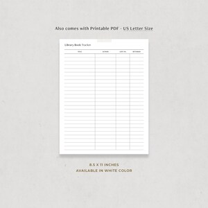 Library Book Tracker Digital Inserts, Book Return Log, Library Log ...