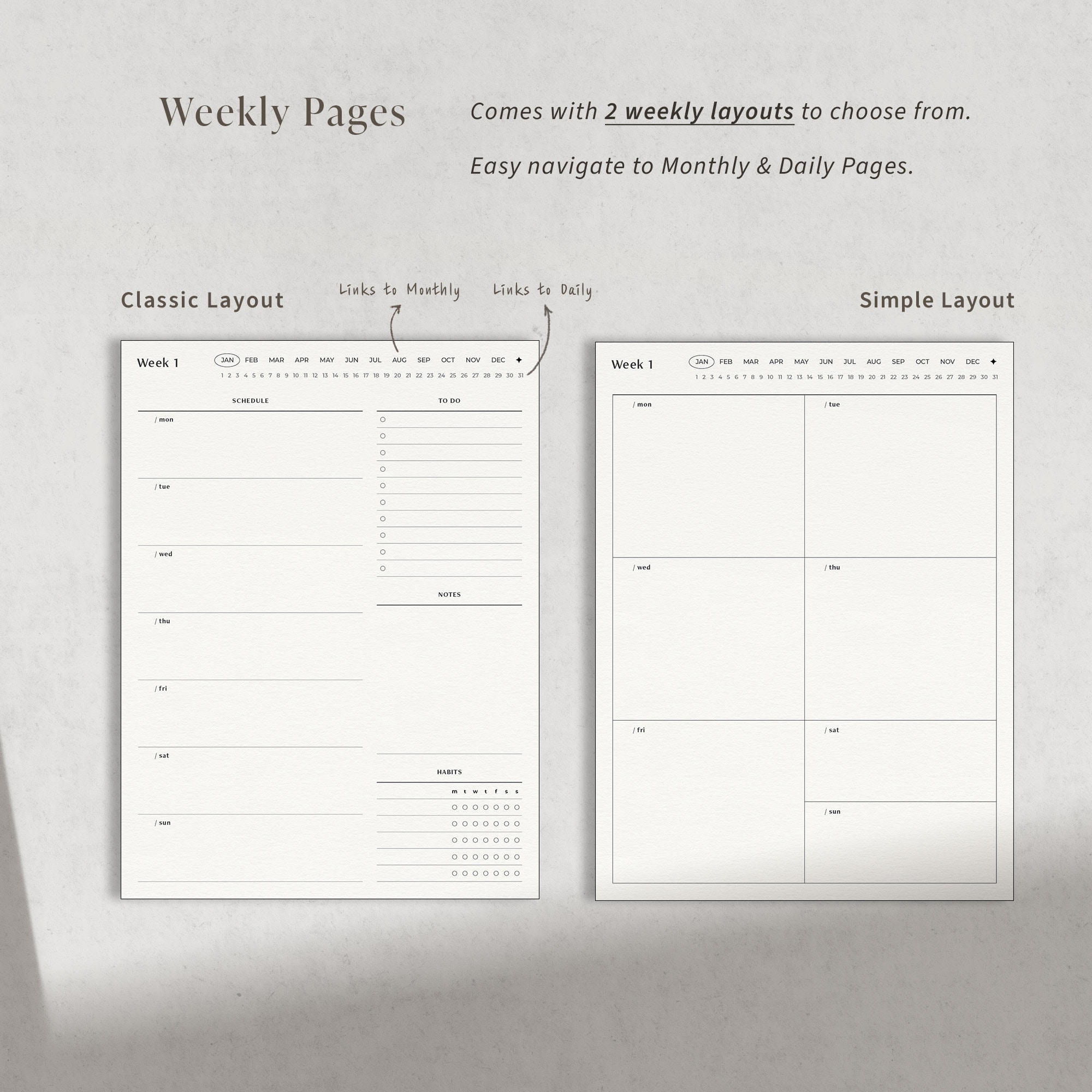 Digital Planner for iPad Goodnotes, Undated Minimalist Weekly Planner ...