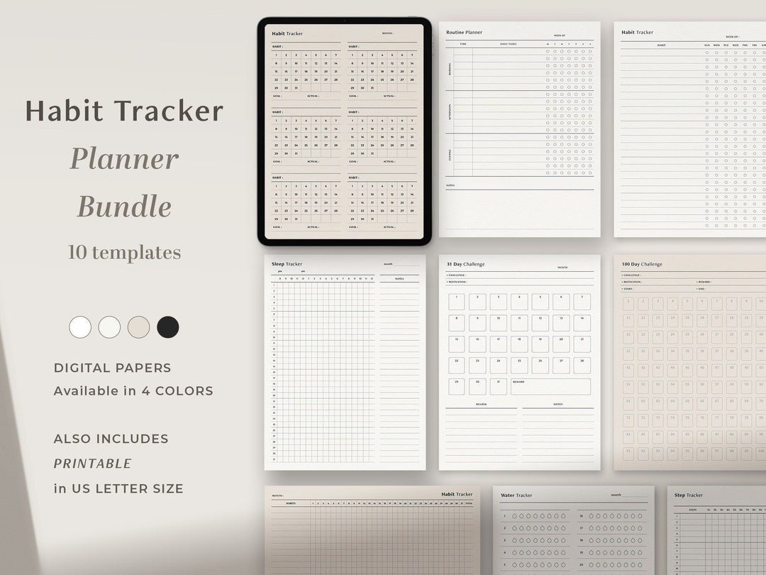 Digital Habit Tracker Bundle Template, Goodnotes Goal Tracker, iPad ...