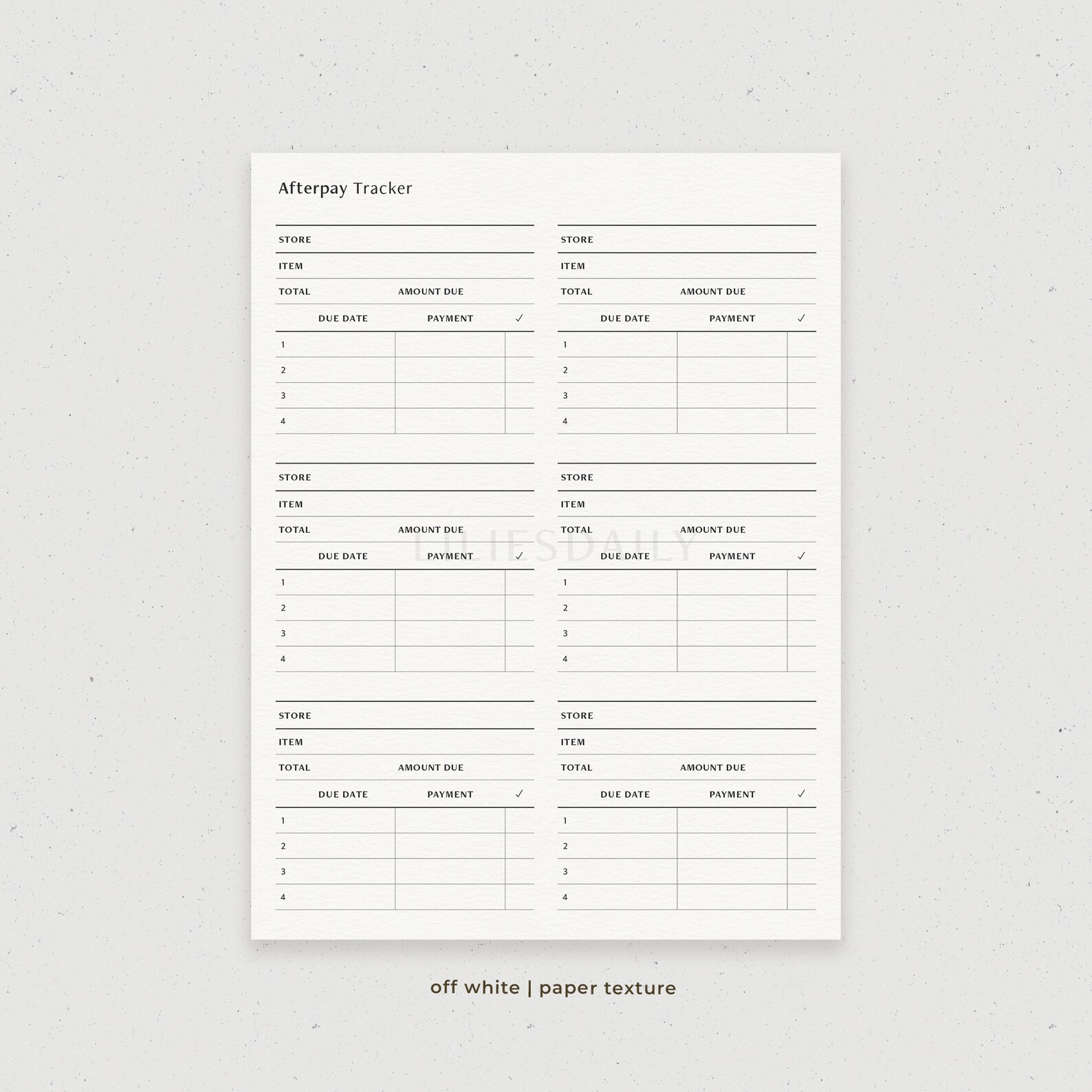 Afterpay Tracker, Digital Pay Later Log Planner, Shopping Payment Due ...