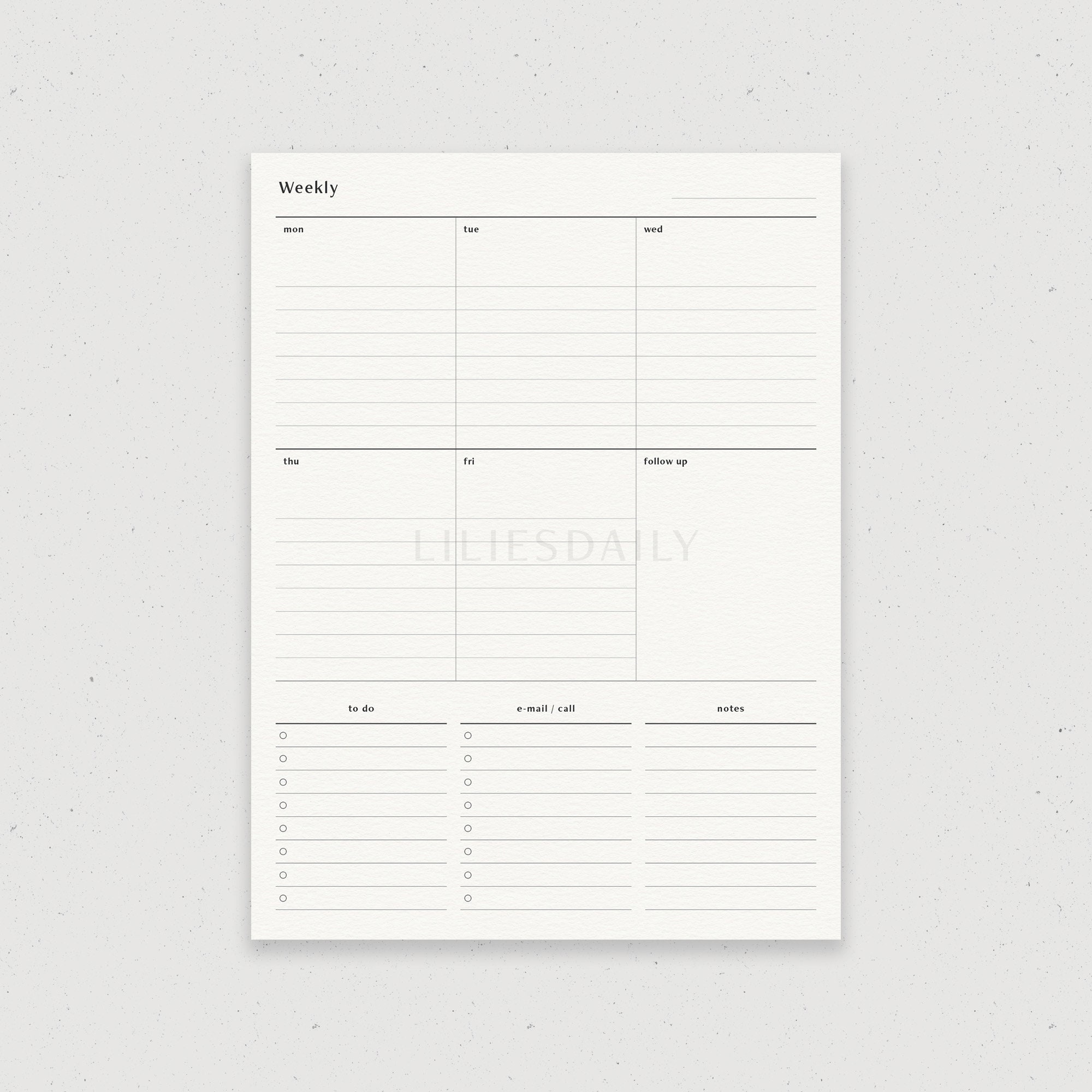 Weekly Task Planner, Digital Work Business Planner, 5 Day Weekly ...