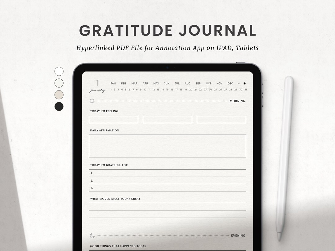 Digital Gratitude Journal, Goodnotes Self Care Daily Journal for Ipad ...