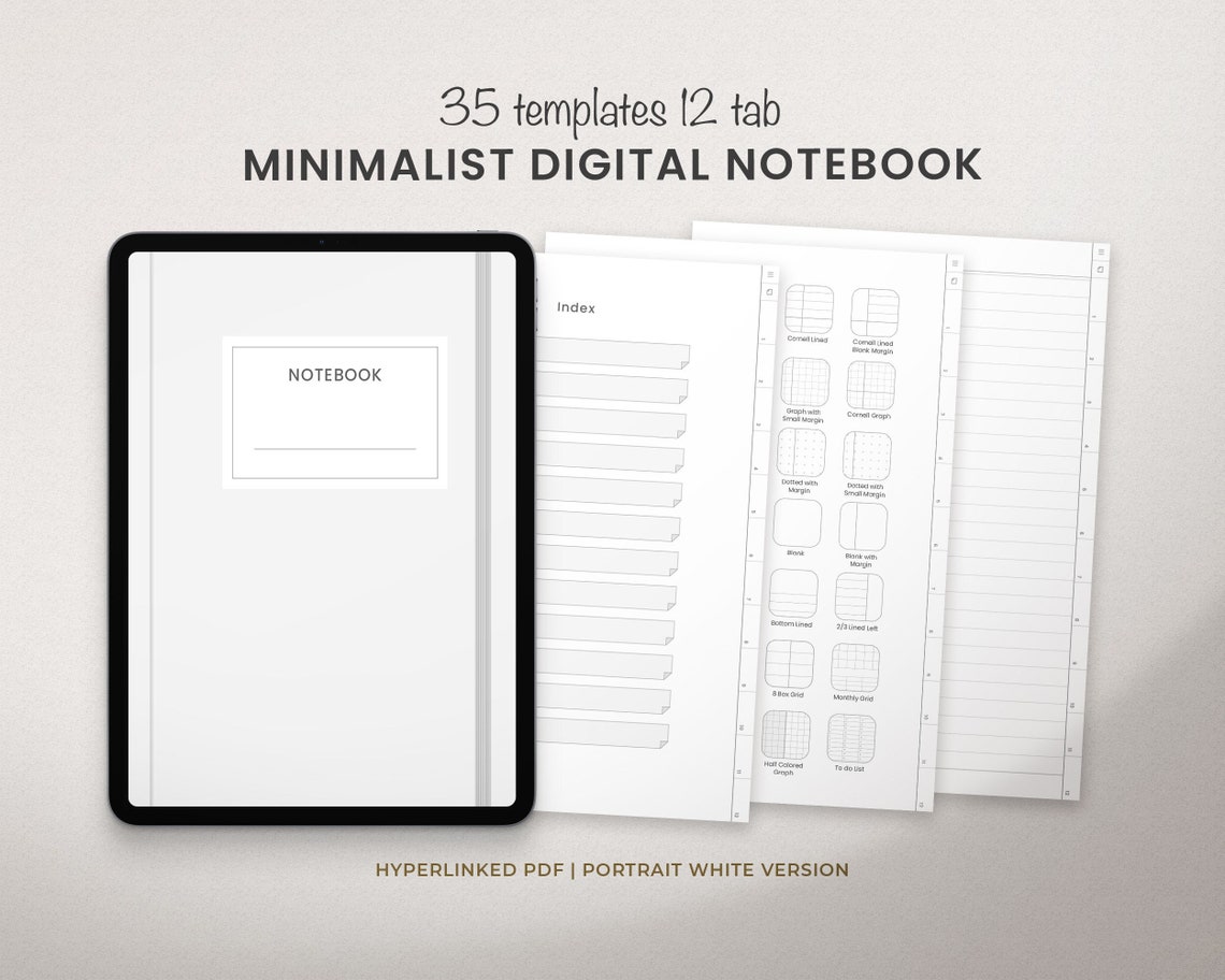 Student Digital Notebook for Goodnotes With Tabs Minimal Note - Etsy