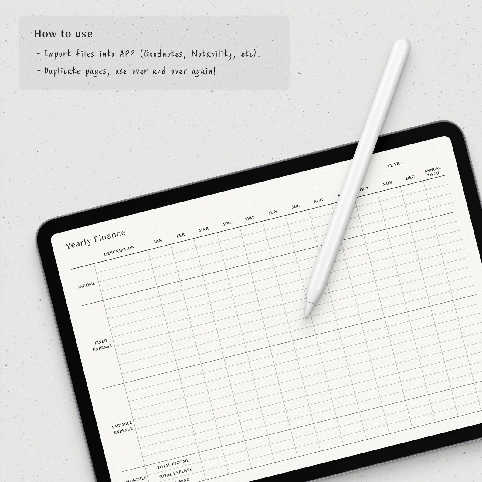 Yearly Financial Overview, Annual Income and Expense Tracker Digital ...