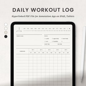 Workout Tracker Digital Planner, Daily Exercise Log Template for ...