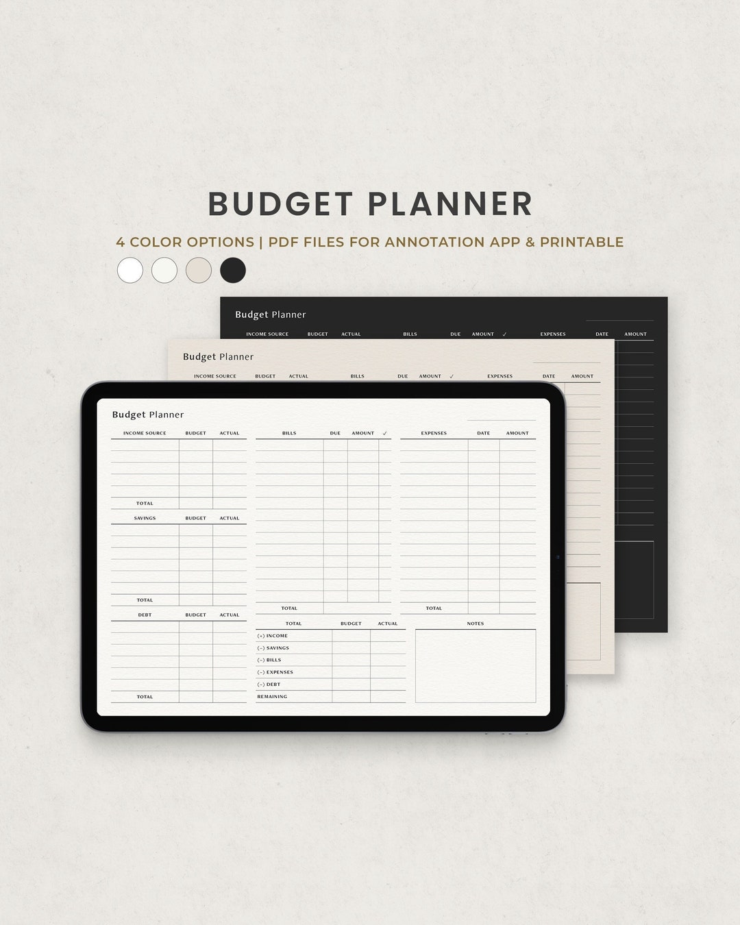 Finance Planner, Monthly Weekly Digital Budget Planner Template for ...