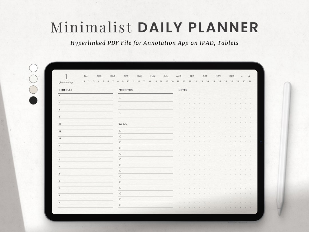 Minimal Daily Planner, Daily Schedule Digital Template for Goodnotes on ...