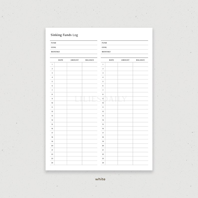 Sinking Funds Tracker Digital Saving Log Finance Template - Etsy
