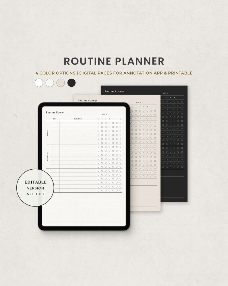 Routine Planner Daily Weekly Habit Tracker Digital Planner - Etsy