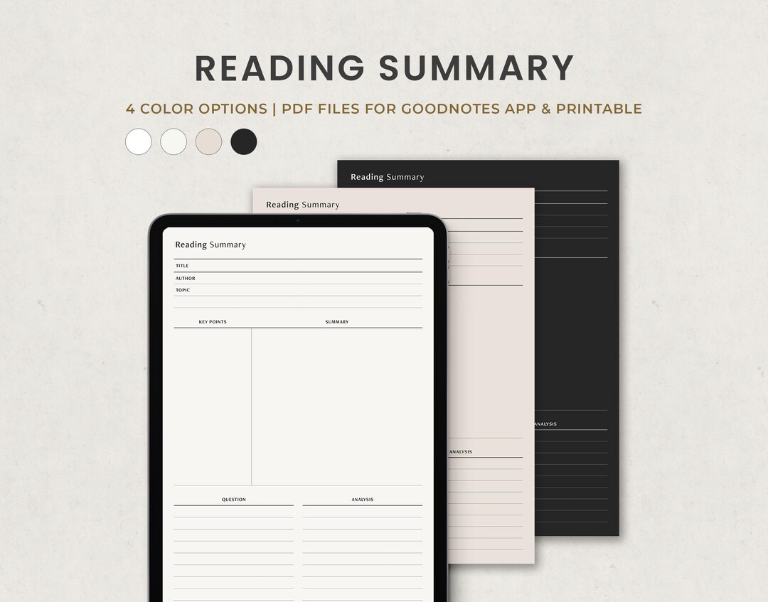 Reading Summary, Student Reading Notes, Book Review Template, Digital ...