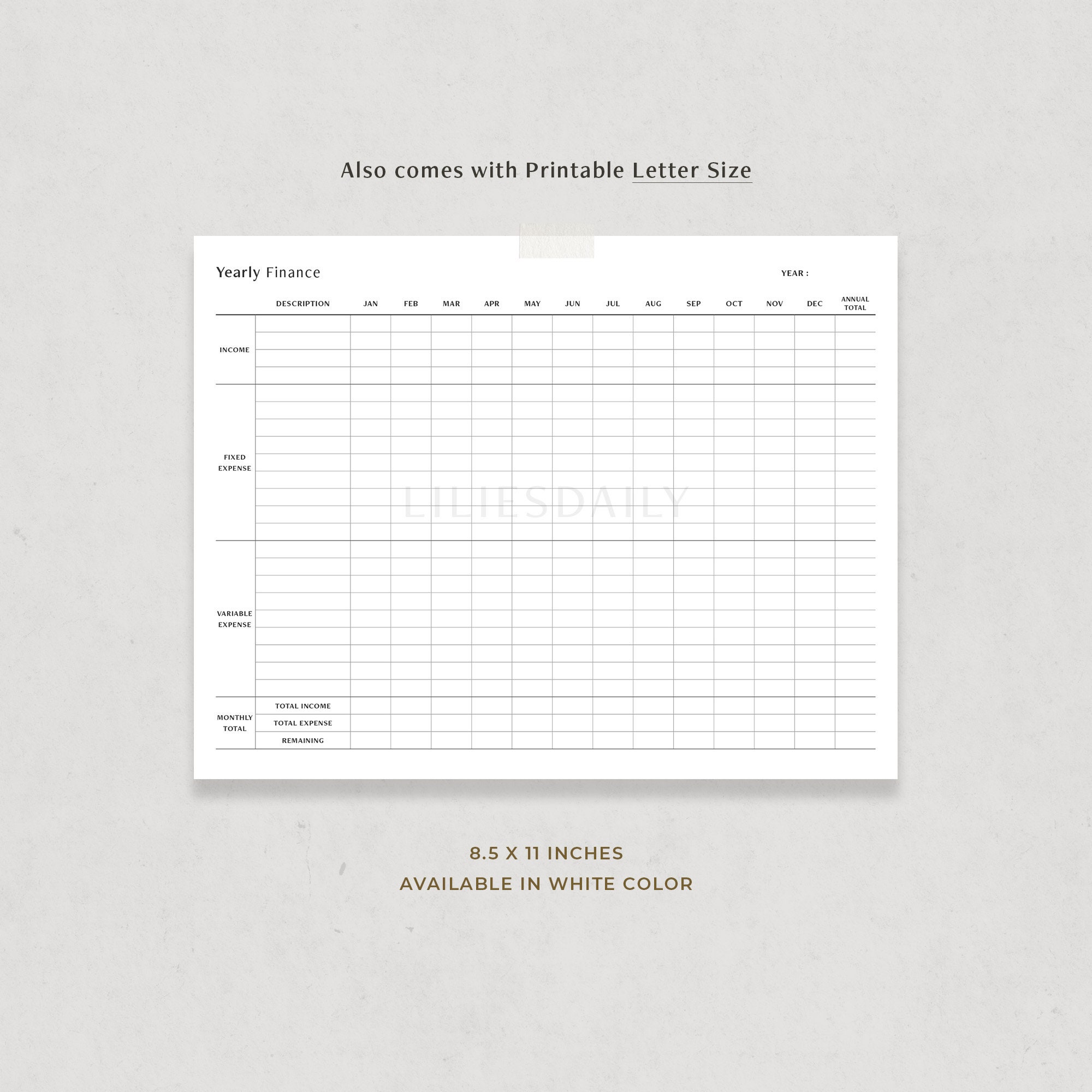 Yearly Financial Overview, Annual Income and Expense Tracker Digital ...