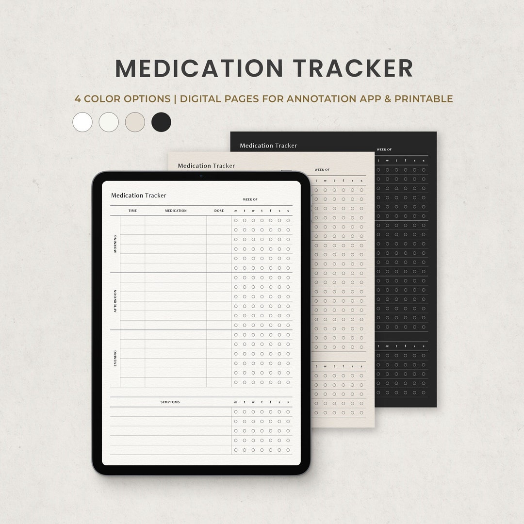 Medication Tracker Printable, Symptom Log, Supplement Tracker Digital ...