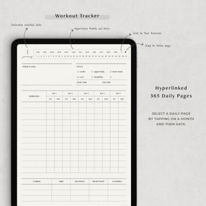 Workout Tracker Digital Planner, Daily Exercise Log Template for ...