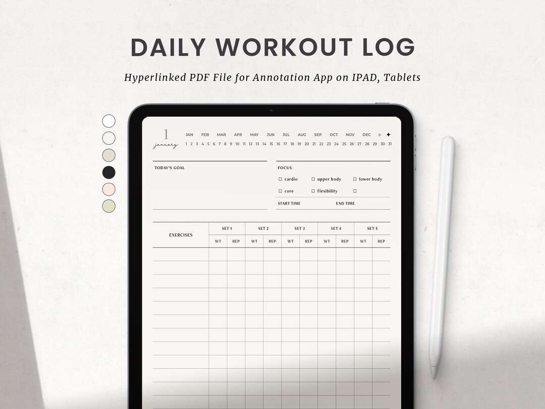 Workout Tracker Digital Planner, Daily Exercise Log Template for ...