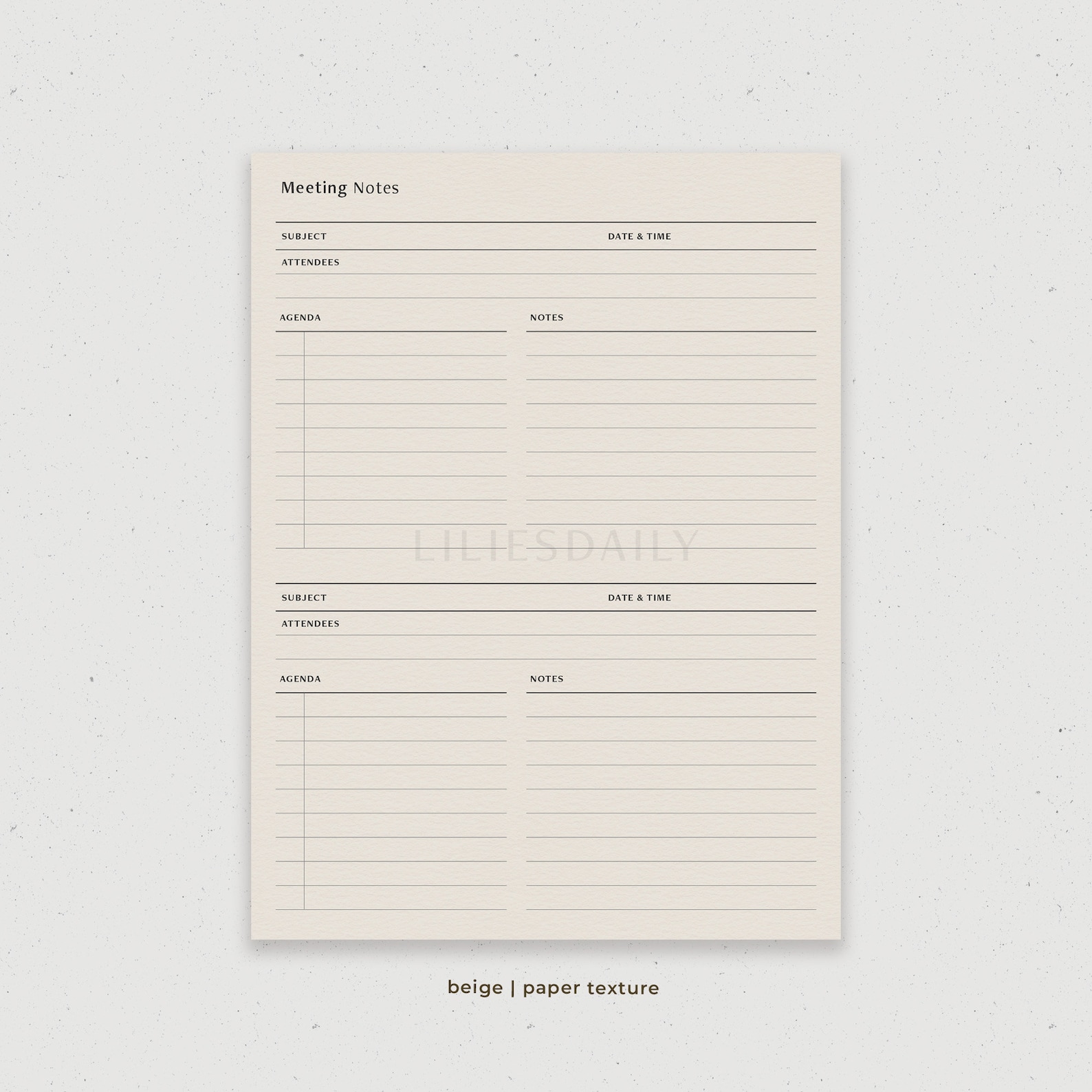 Simple Meeting Notes, Digital Meeting Minutes Template for iPad ...