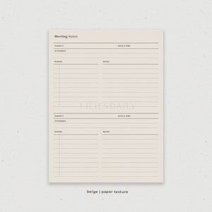 Simple Meeting Notes, Digital Meeting Minutes Template for iPad ...