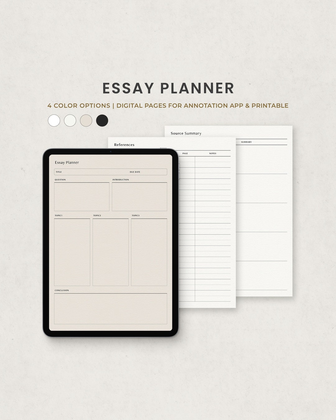 Essay Planner Template Digital, Essay Writing Plan Goodnotes iPad ...