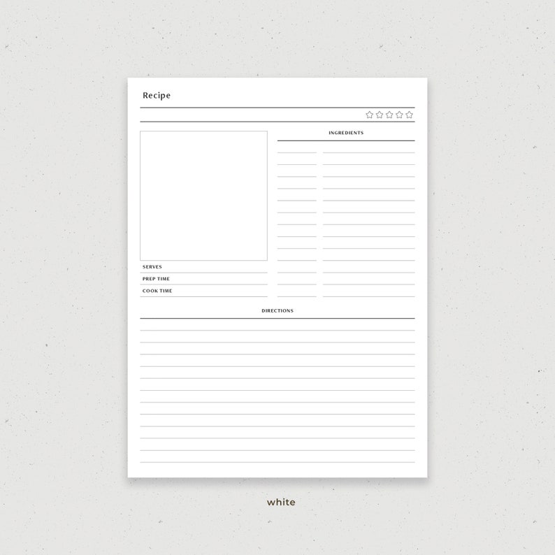 Recipe Book Digital Template Recipe Card Recipe Planner - Etsy