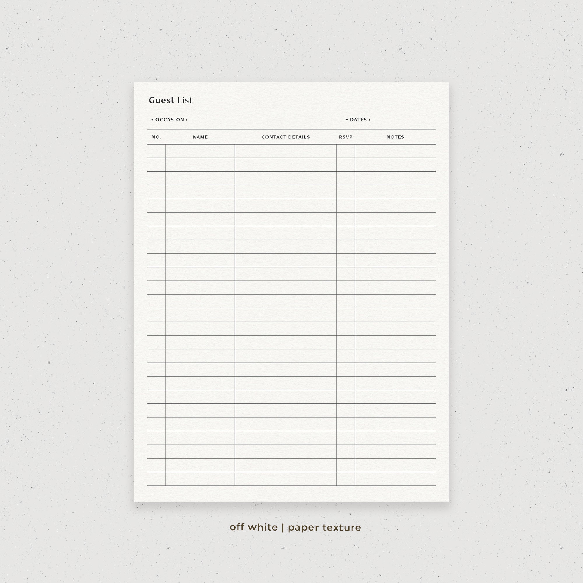 Guest List Tracker Event Attendance Log Party Digital - Etsy