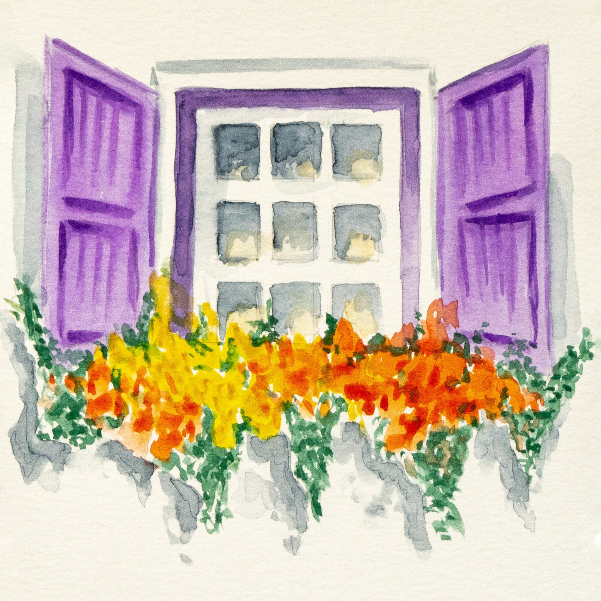 Set of Four Digital Download Prints of French Countryside Window Flower ...