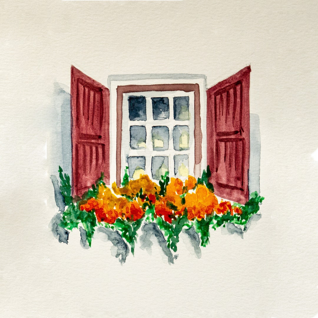 Set of Four Digital Download Prints of French Countryside Window Flower ...
