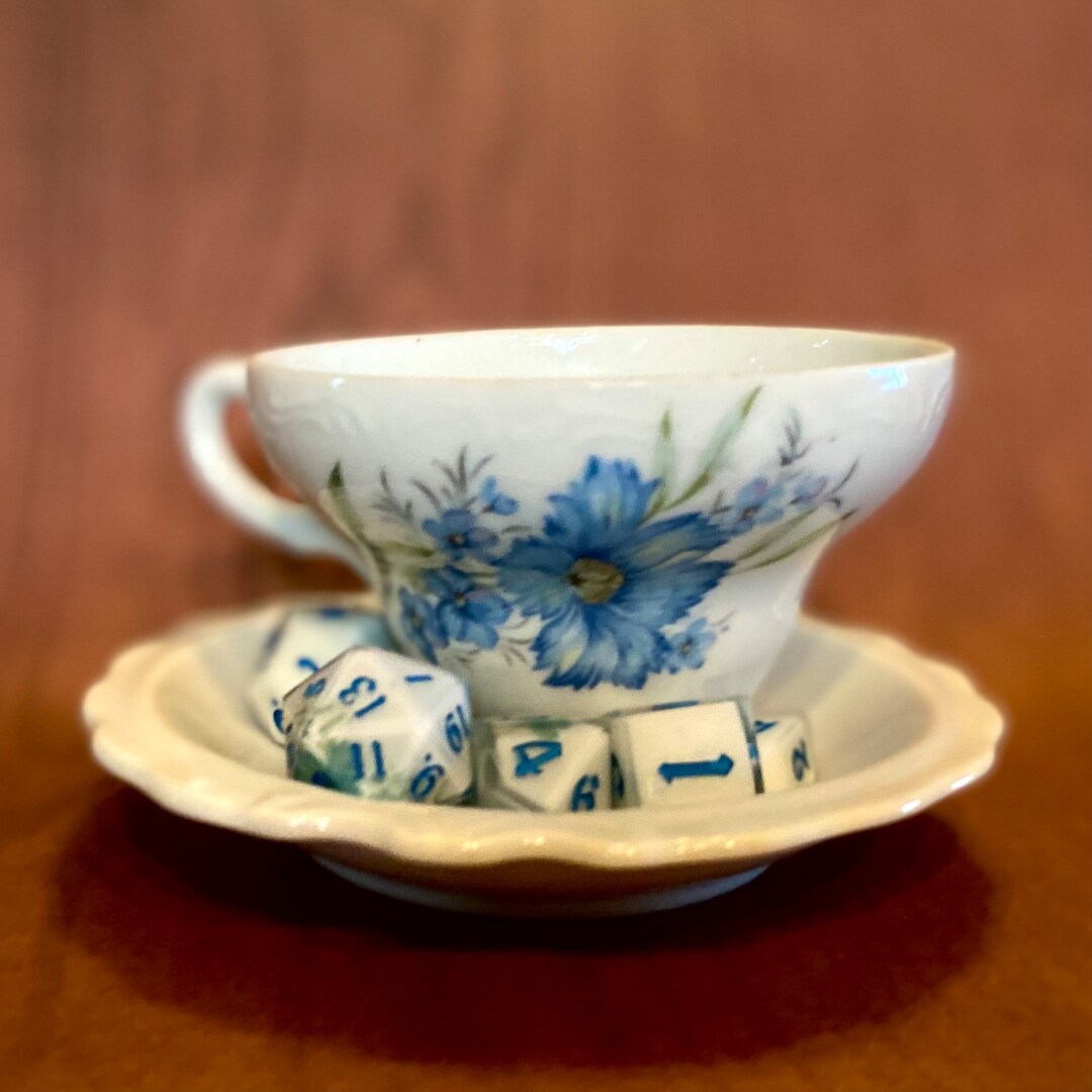 Delicate Flowers Teacup Dice Set Sharp-edge, Handmade, Dnd - Etsy