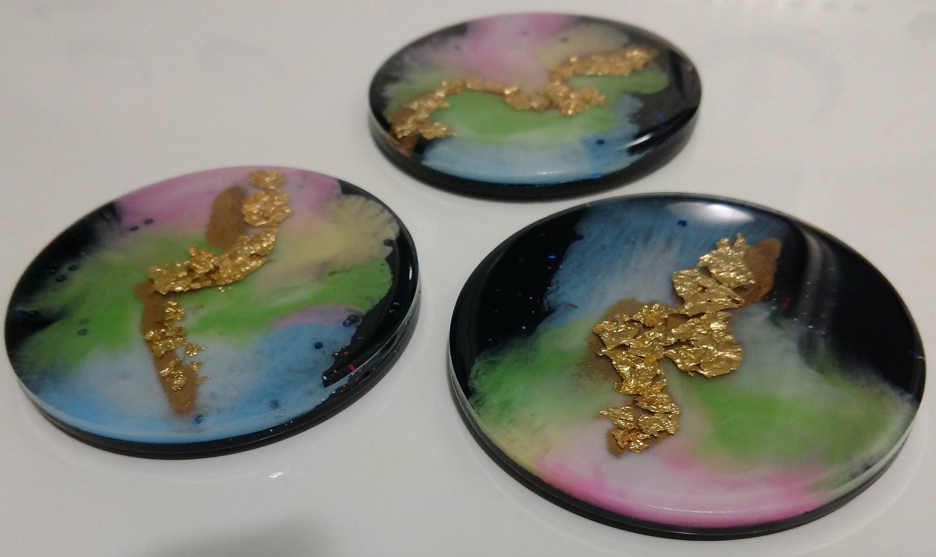 3-pack of 3.9 Inch Resin Art Coasters Multi-color - Etsy Singapore