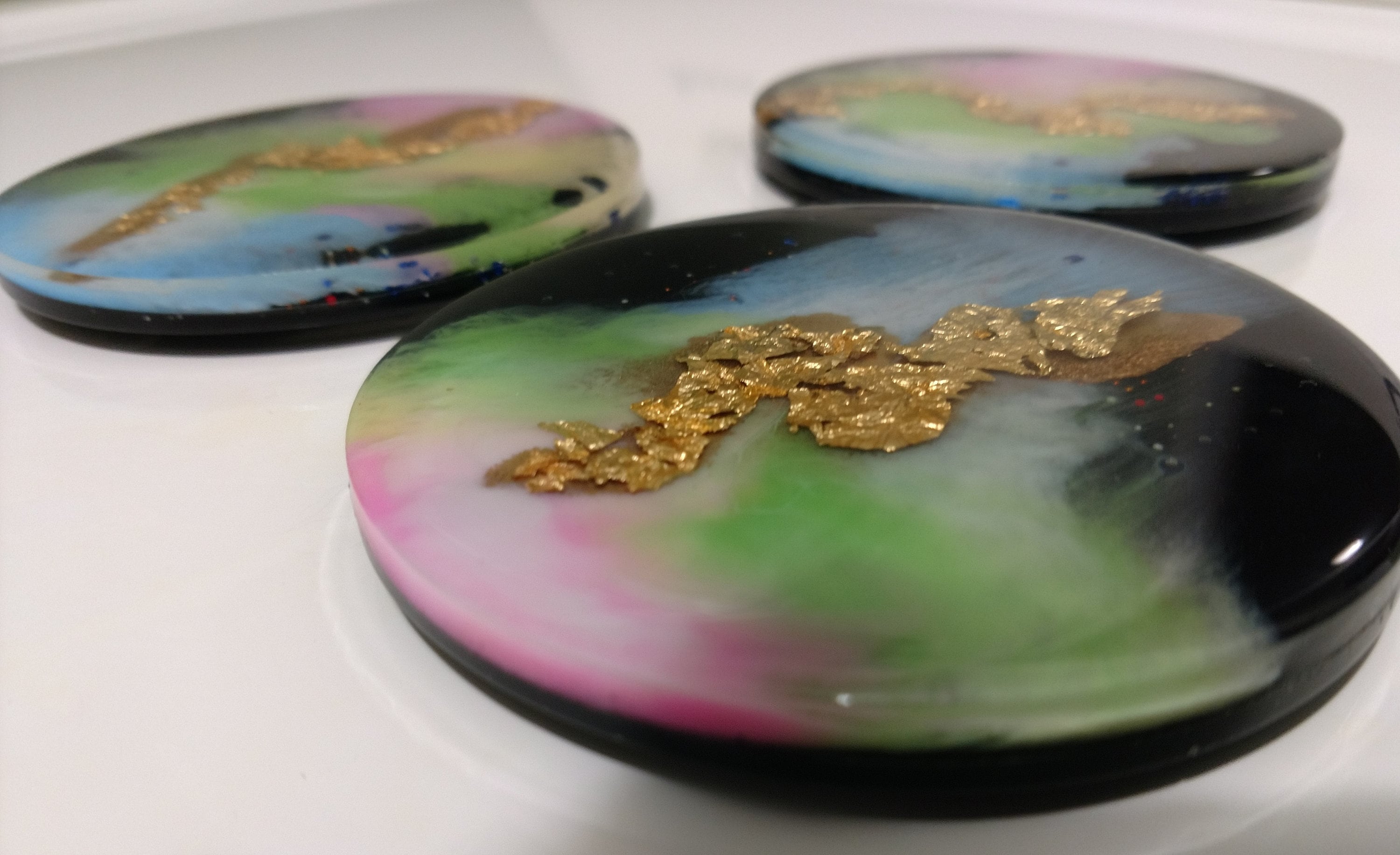 3-pack of 3.9 Inch Resin Art Coasters Multi-color - Etsy Singapore