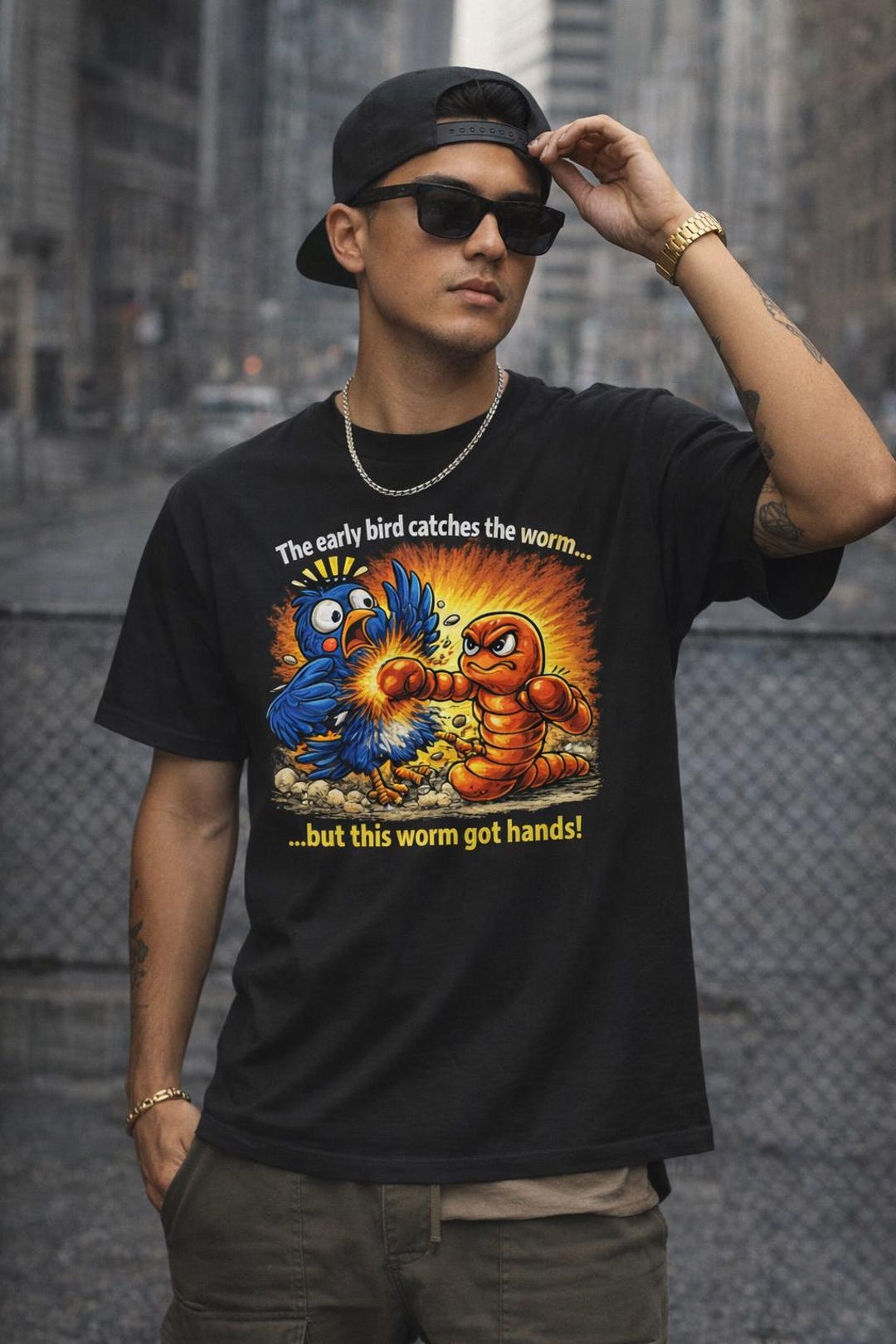 The Early Bird Catches the Worm. but This Worm Got Hands!” T-shirt - Etsy