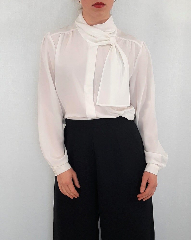 Vintage Blouse, Sheer White Blouse - Etsy