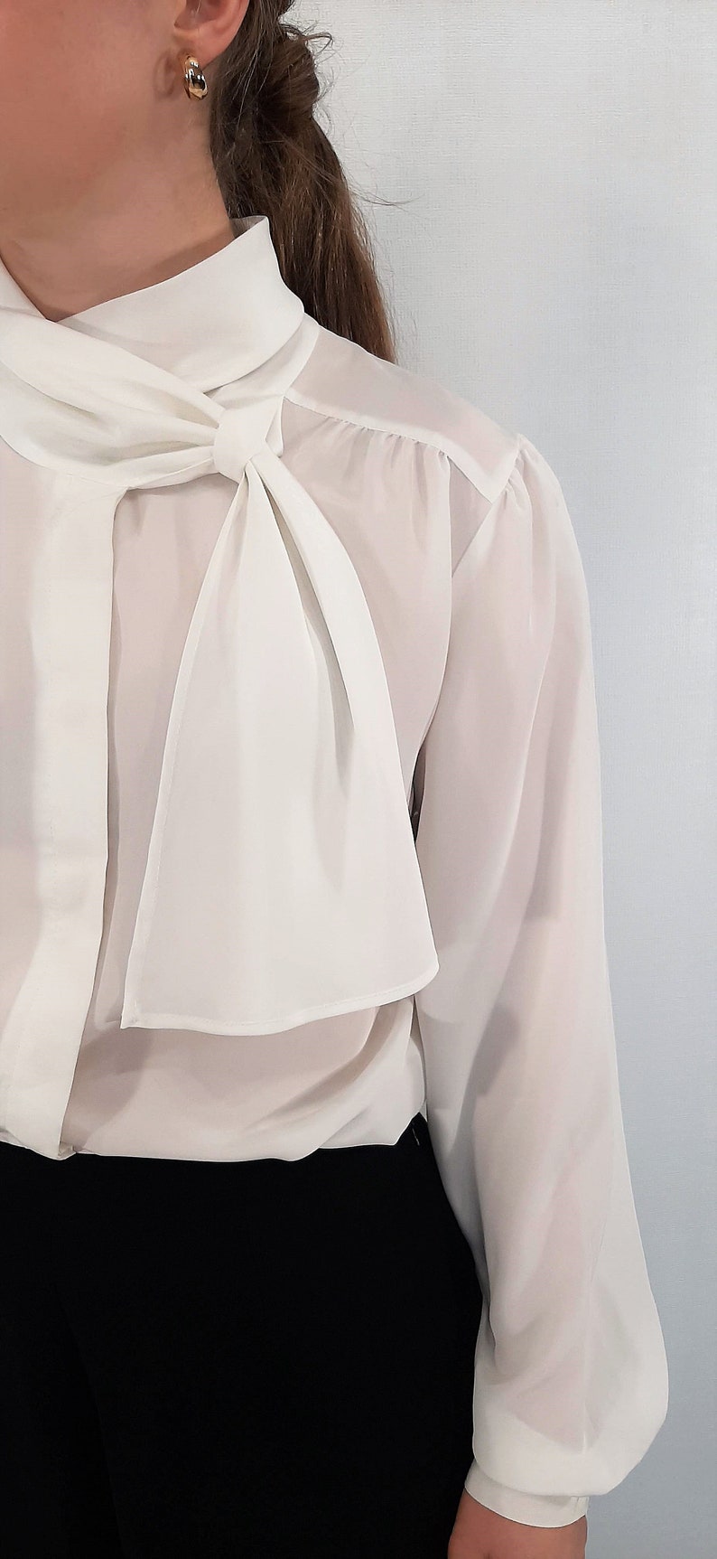 Vintage Blouse, Sheer White Blouse - Etsy