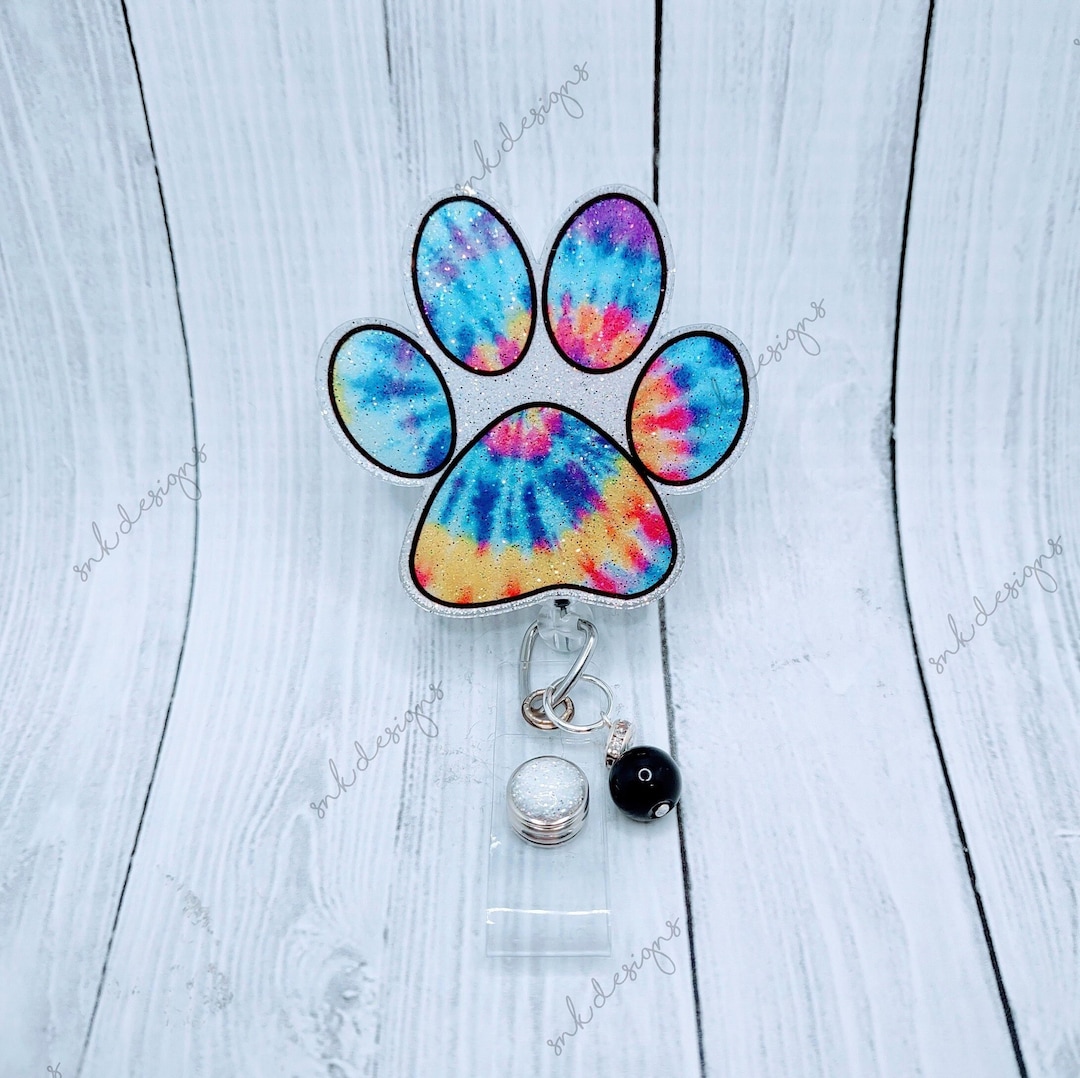 Paw Print Badge Reel, Vet Tech, Veterinarian, Doctor, RN, CNA, Tech ...