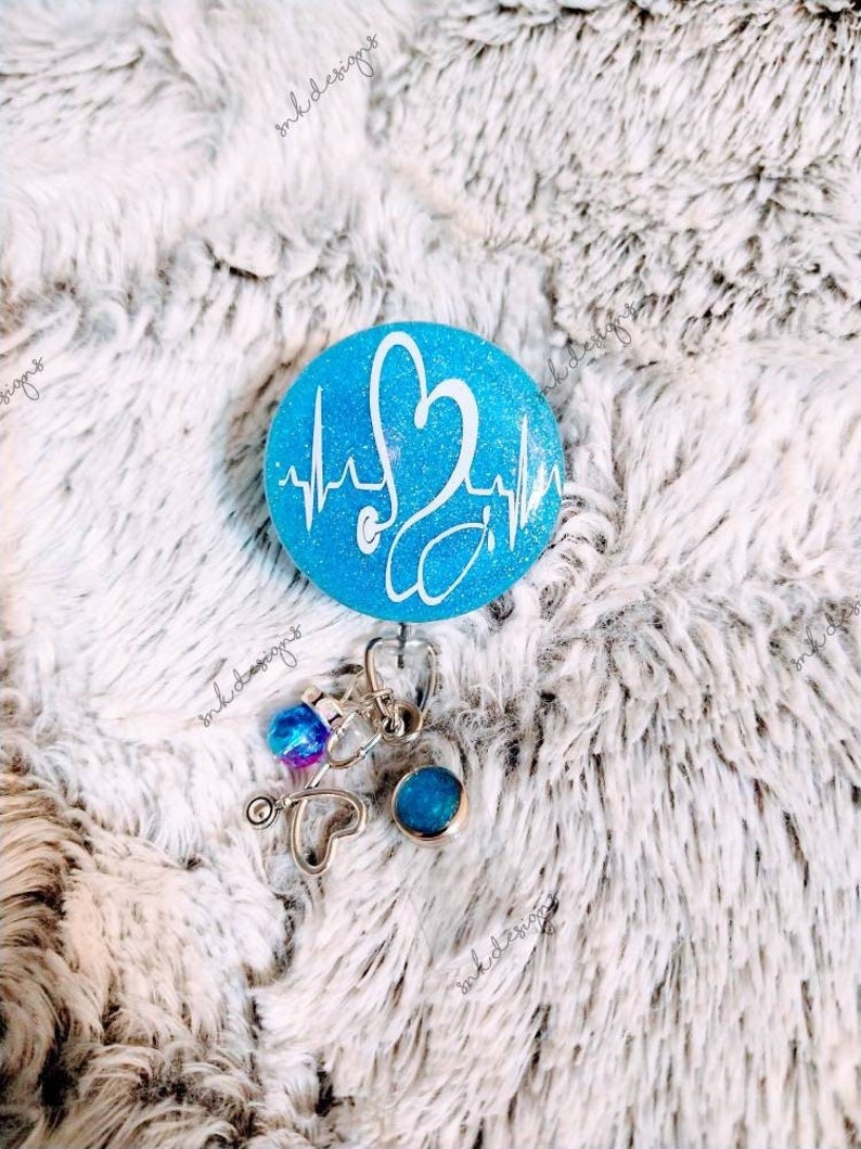 Nurse Badge Reel, RN Badge Reel, EKG Heart Badge Reel, Cardiac Nurse ...