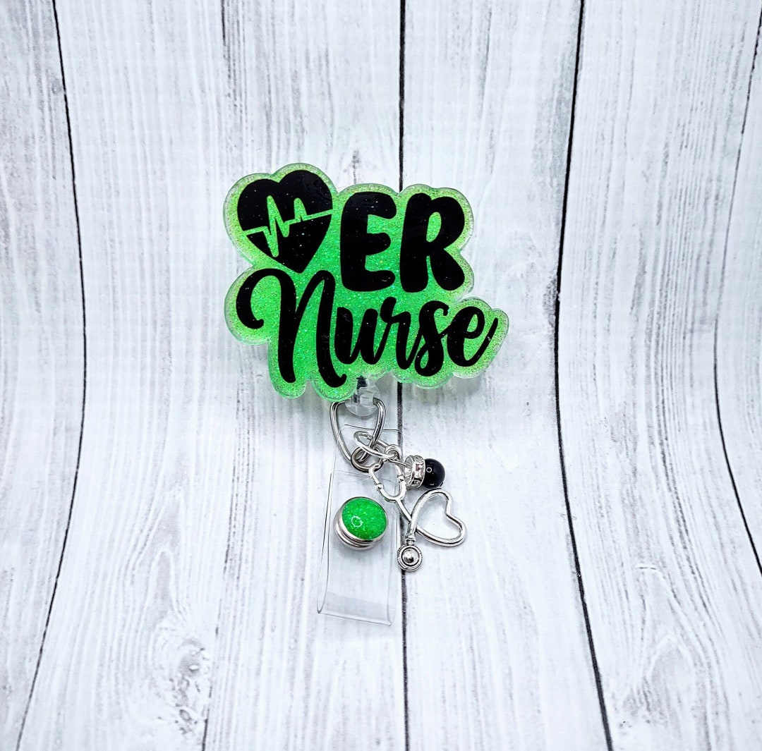 ER Nurse Heart Badge Reel, Emergency Room, Emergency Department, Rn ...