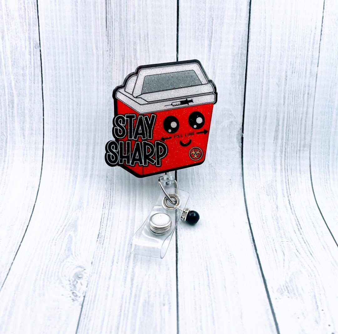 Stay Sharp Badge Reel, Lab Tech, Laboratory, Phelb, Phlebotomist, IV ...