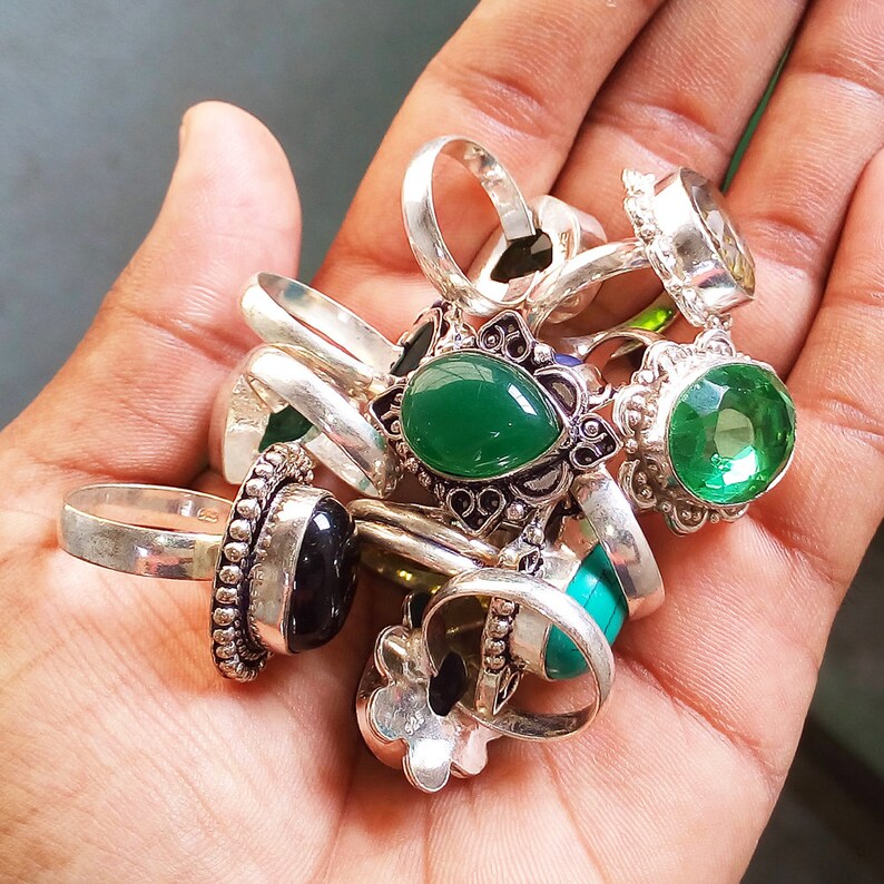 Assorted Rings, Assorted Gemstone Ring, Boho Fashion Silver Plated ...