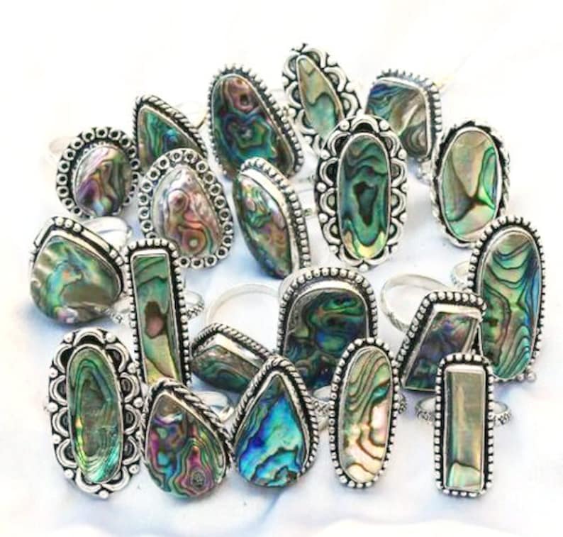 Abalone Shell Ring, Abalone Shell Gemstone Handmade Ring for Women ...
