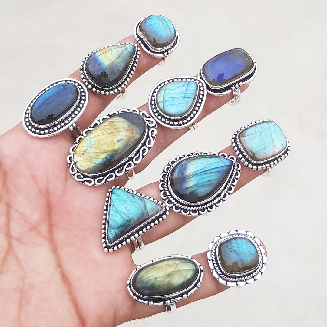 Labradorite Crystal Rings, Labradorite Gemstone Wedding Rings for Women ...