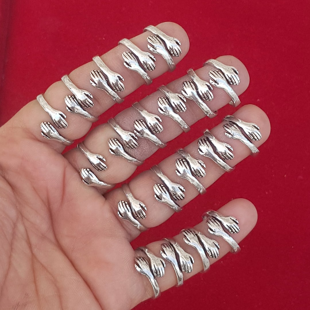 Adjustable Ring for Women, Hug Carved Hand Ring Love Forever Adjustable ...