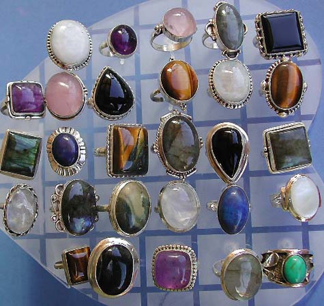 Assorted Gemstone Rings Jewelry, Assorted Crystal Handmade Ring for ...