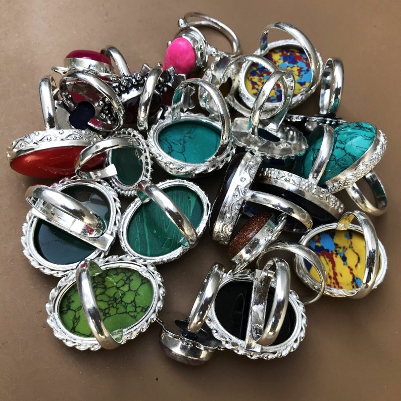 Assorted Rings, Assorted Gemstone Ring, Boho Fashion Silver Plated ...