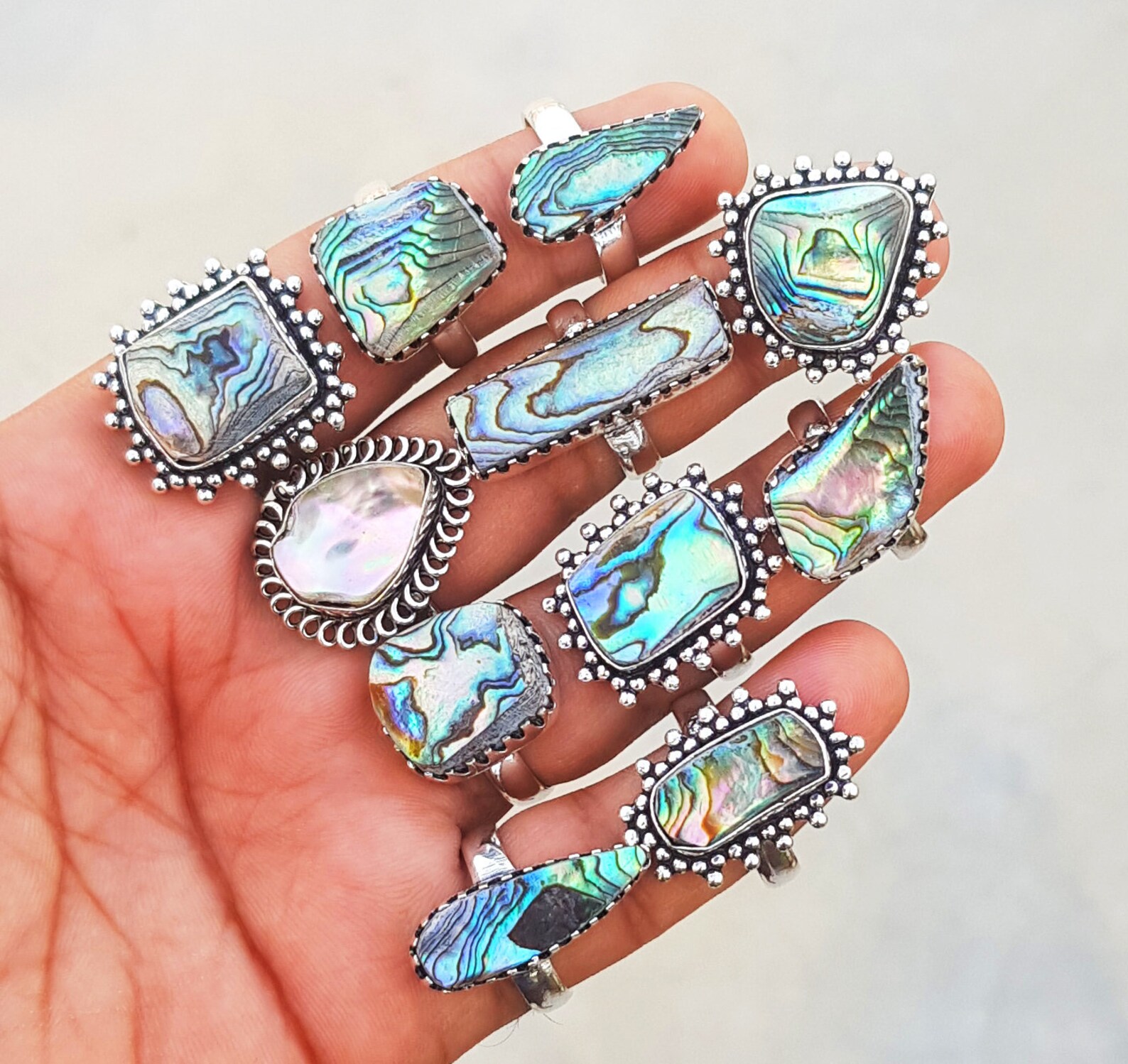 Abalone Shell Ring, Abalone Shell Gemstone Handmade Ring for Women ...